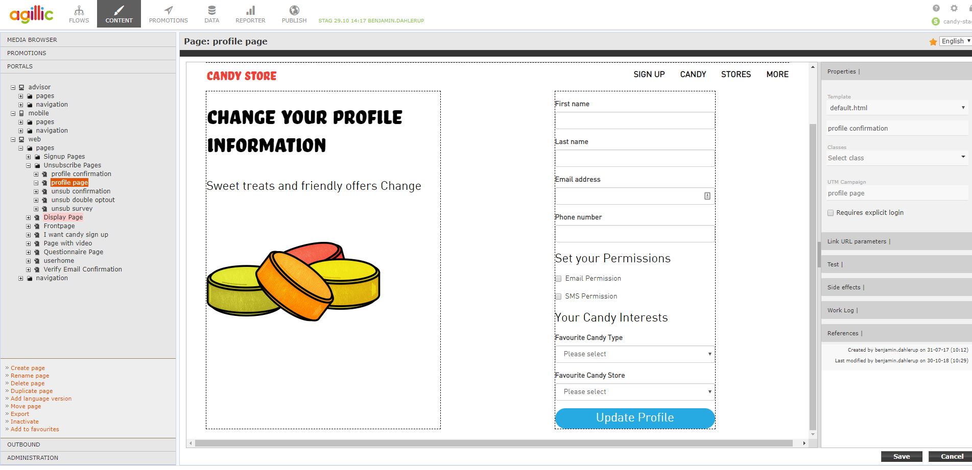 Setting up a My Profile Page – Agillic Support