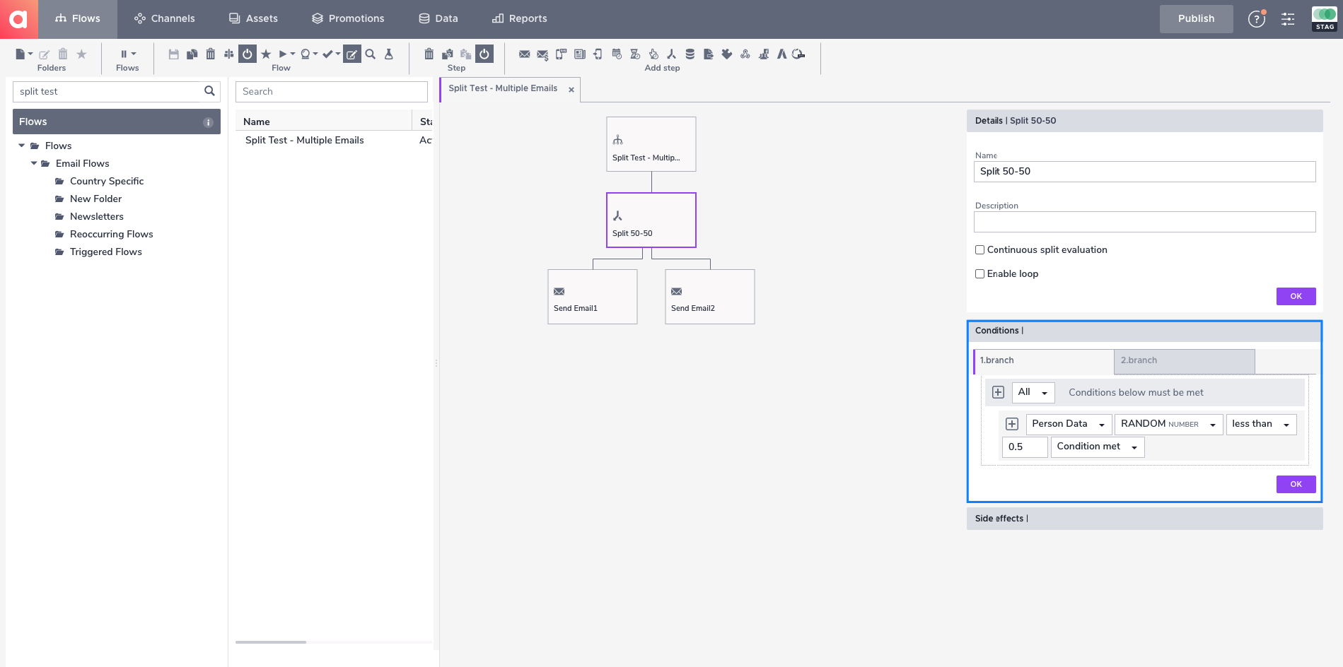 Creating A Random Split Flow Agillic Support